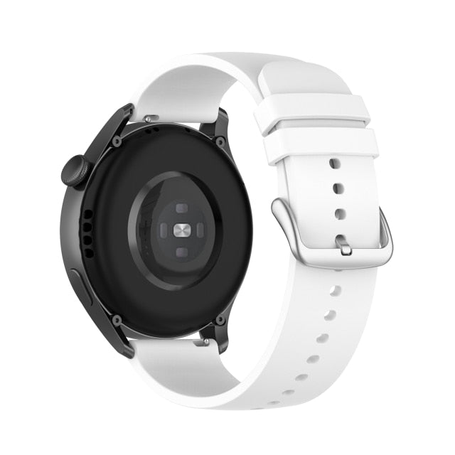 White Plain Silicone Strap | For 20mm Huawei & Amazfit Smartwatches ...