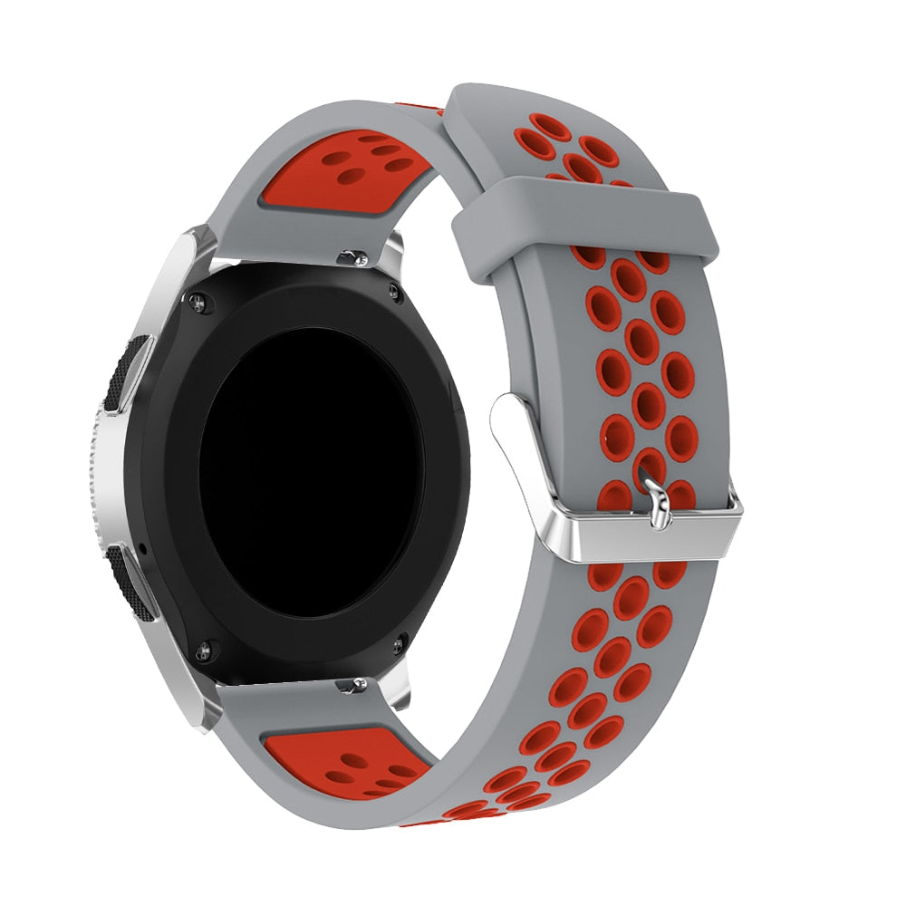 Grey/Red Silicone Sports® Strap | For 22mm Huawei & Amazfit Smartwatch ...